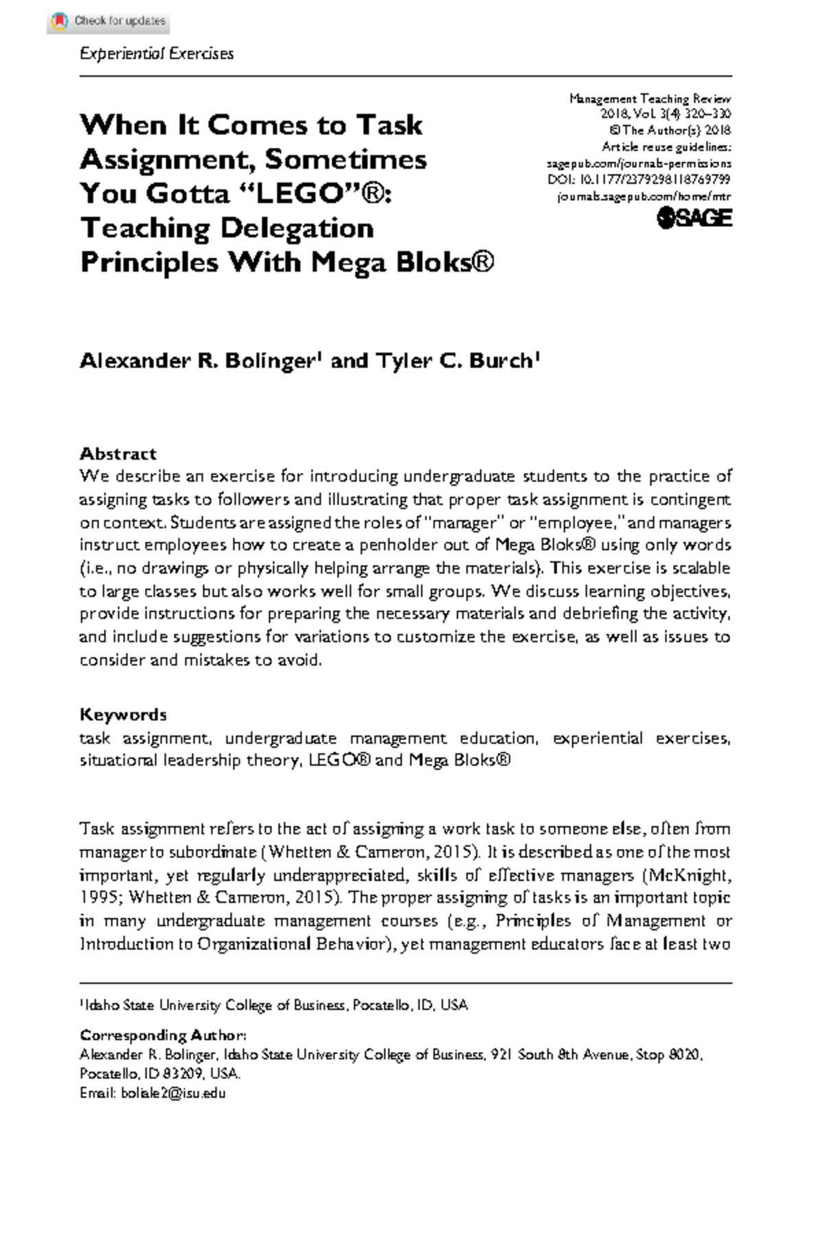 When It Comes to Task Assignment, Sometimes You Gotta “LEGO” - Cross ...