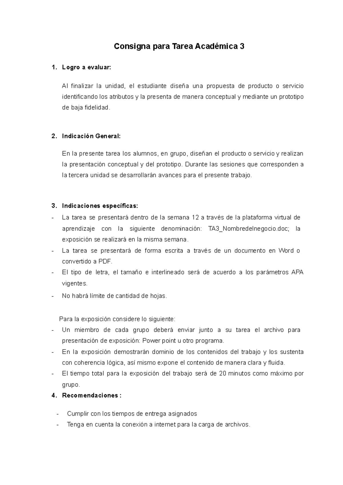 GC AN30 Consigna TA3 22C1M V4 docx Btqwib - Consigna para Tarea Académica 3 1. Logro a evaluar ...