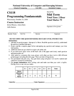 Activity no 1 - programming - FAST National University of Computer and Emerging Sciences CS1002 ...