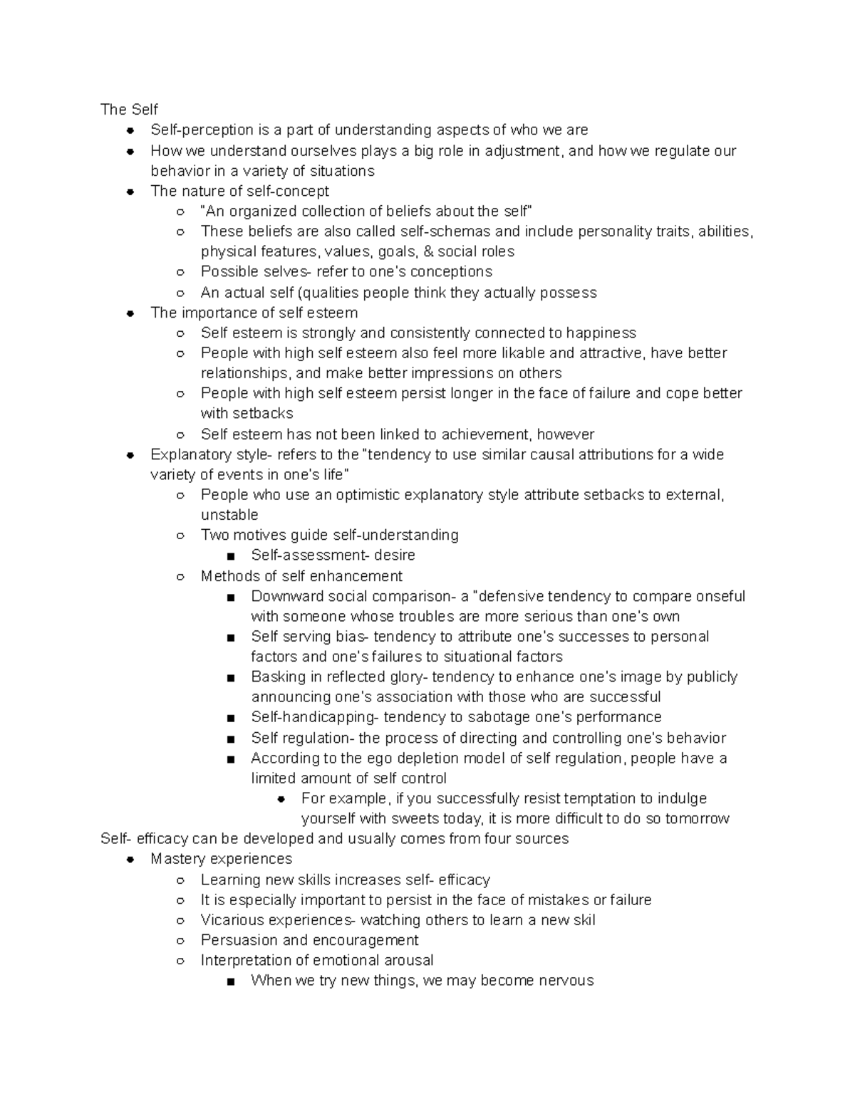 Psych 103 Chapter 6 - The Self Self-perception is a part of ...
