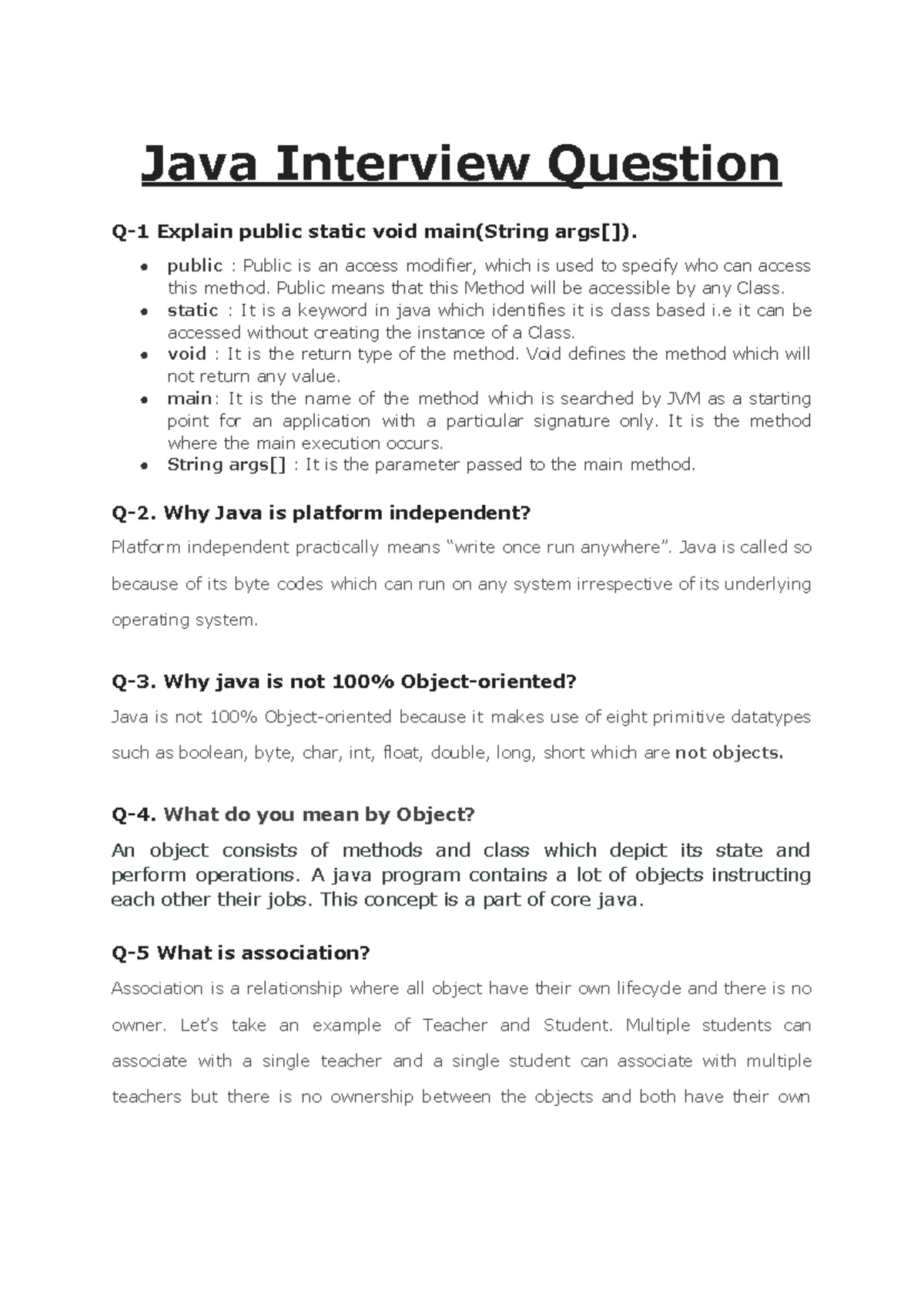 Java interview questions - Java Interview Question Q-1 Explain public ...