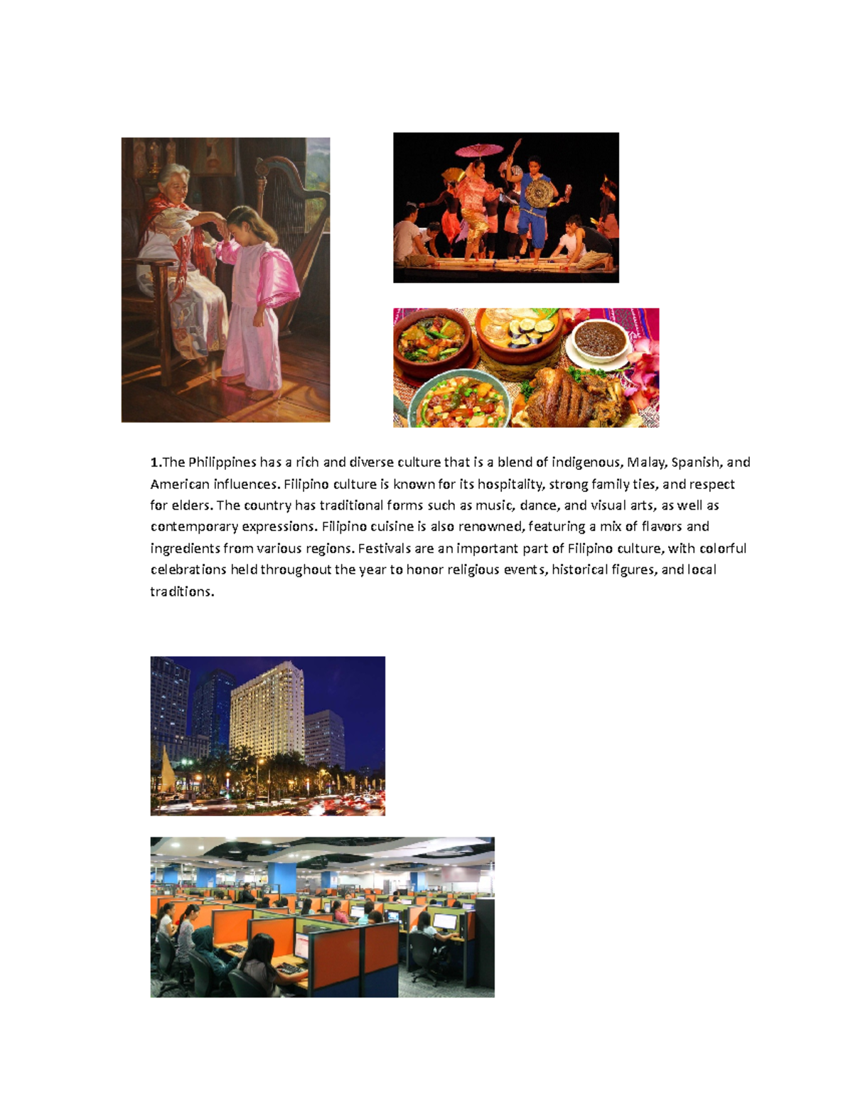 Phil Pop - homework - 1 Philippines has a rich and diverse culture that ...