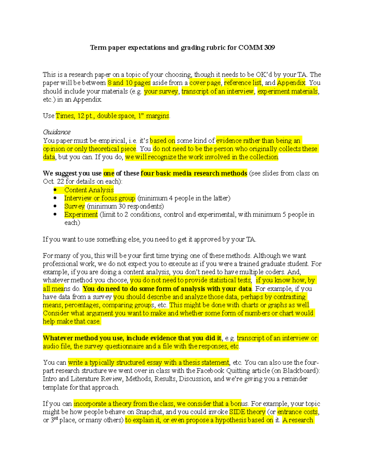 Term paper expectations and grading rubric(2) - The paper will be ...