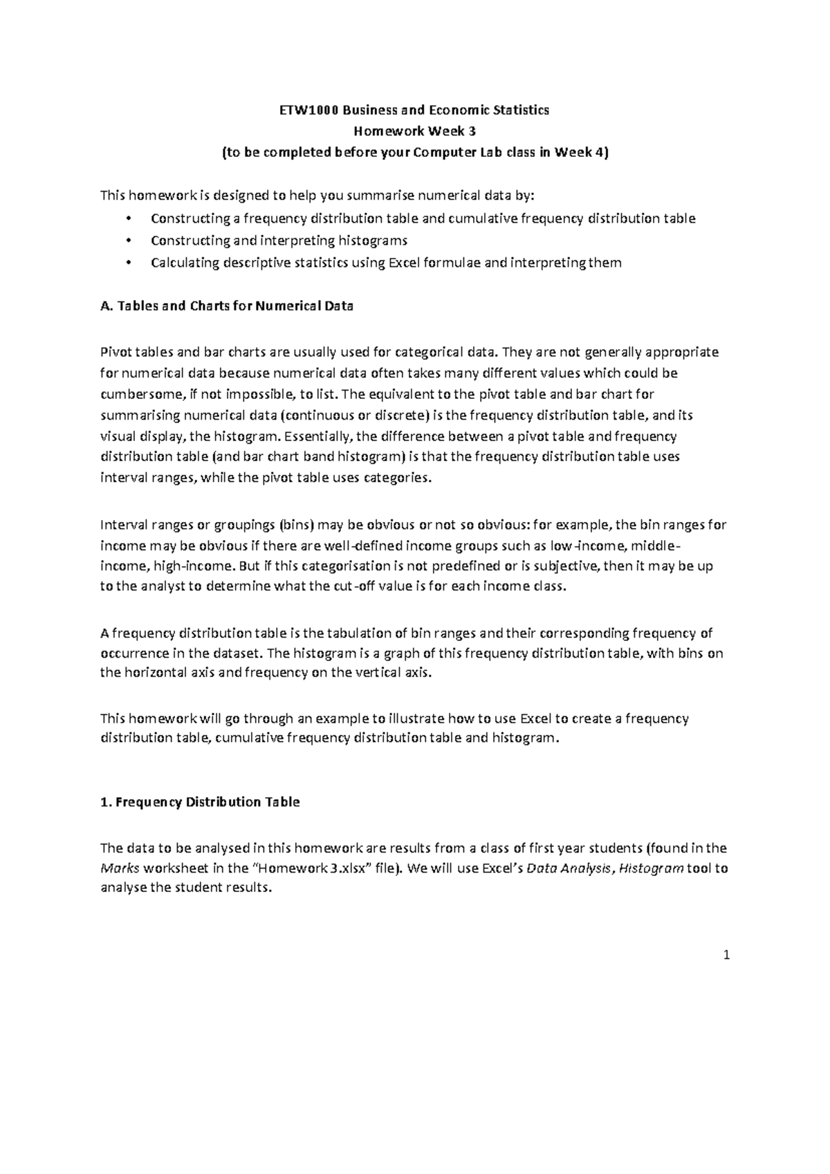 Homework 3 - Tutorial 2020 S1 - ETW1000 Business and Economic ...