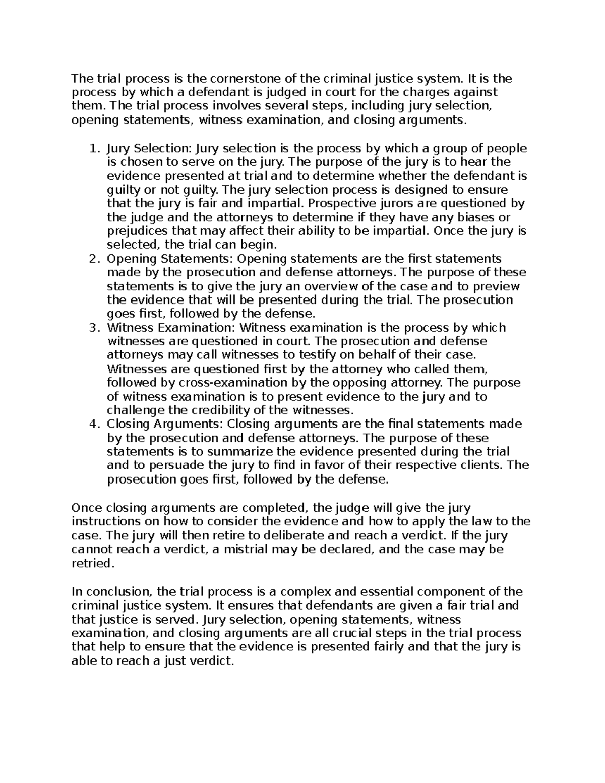 The Trial Process - The trial process is the cornerstone of the ...