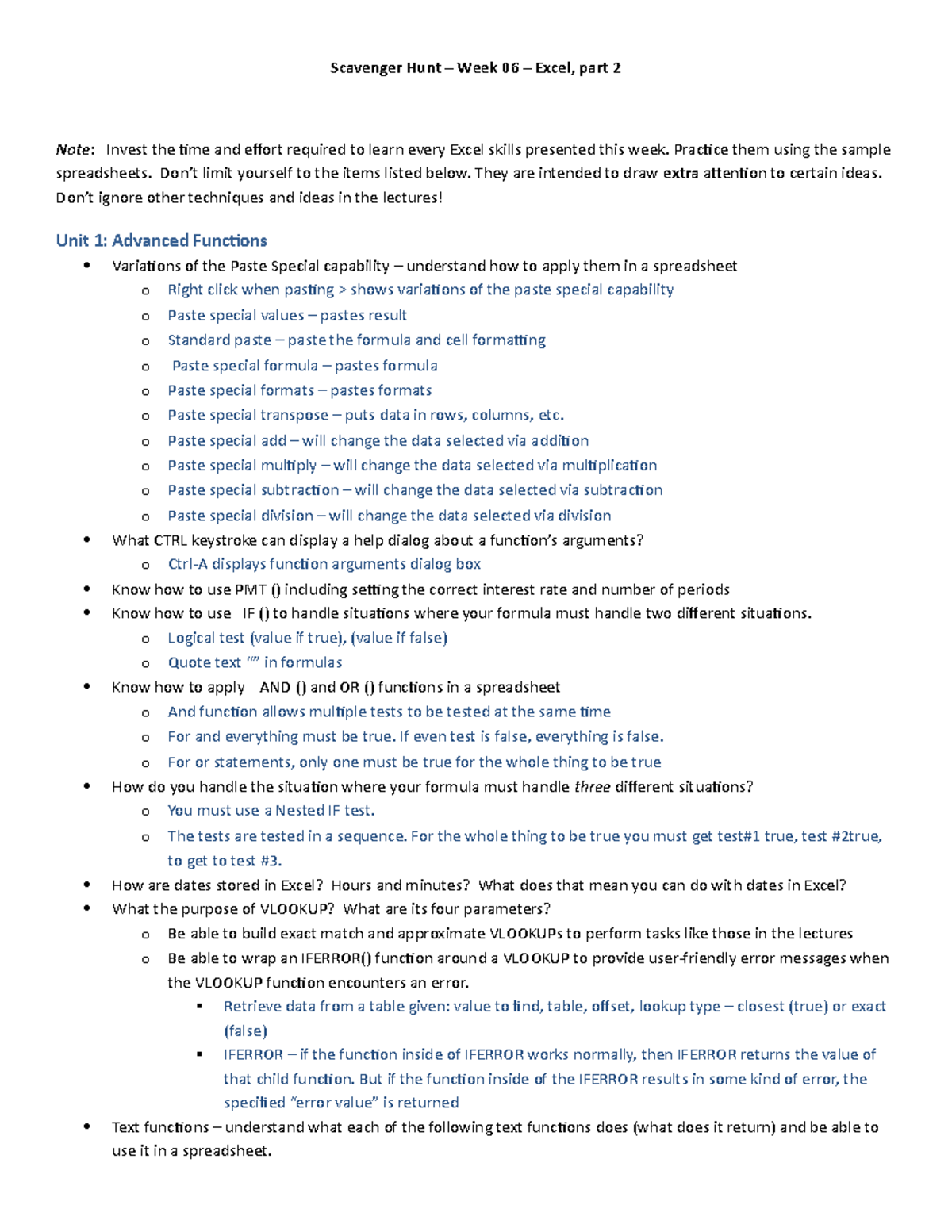 Scavenger Hunt 06-Excel Part 2 - Scavenger Hunt – Week 06 – Excel, part ...