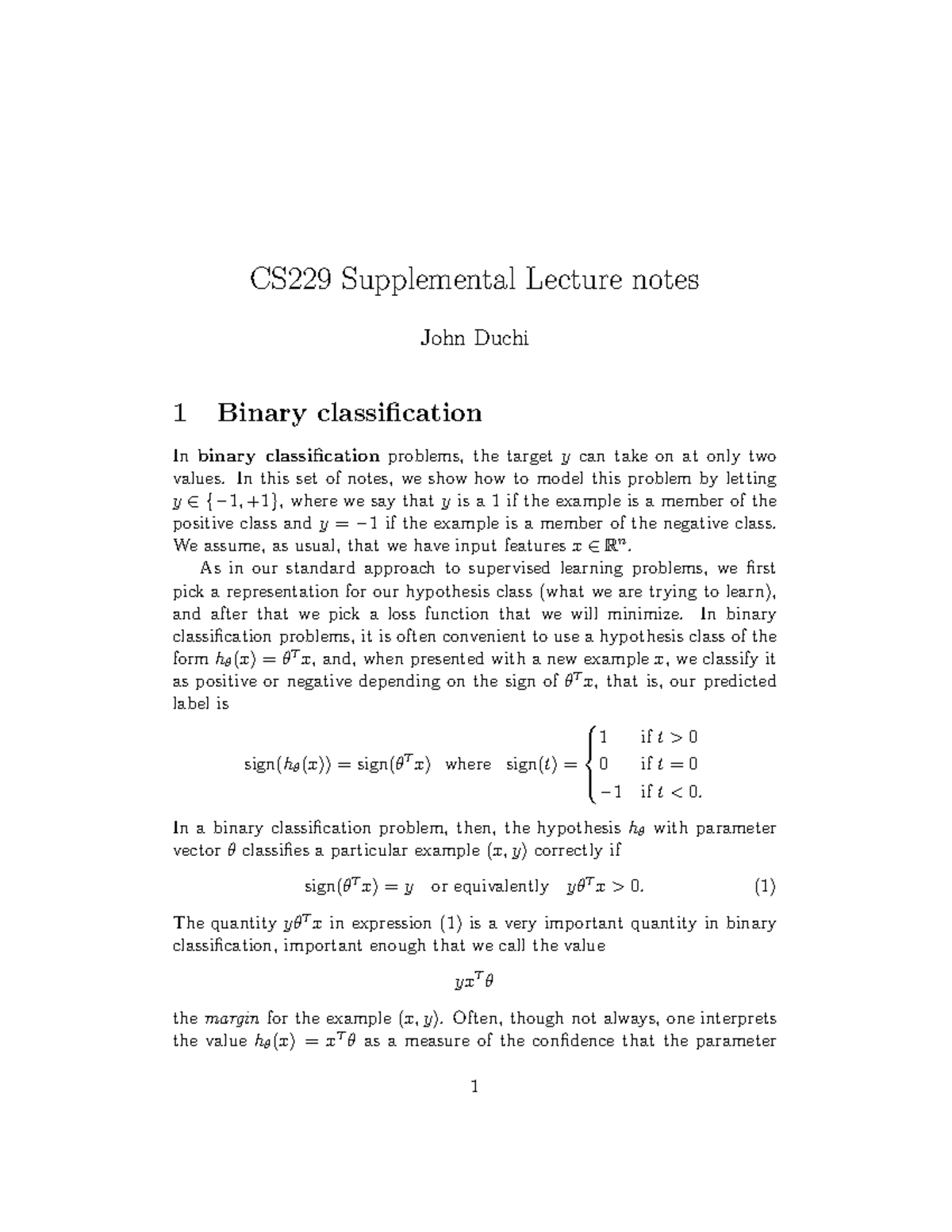 Lecture notes on Supplemental loss functions - CS229 Supplemental ...