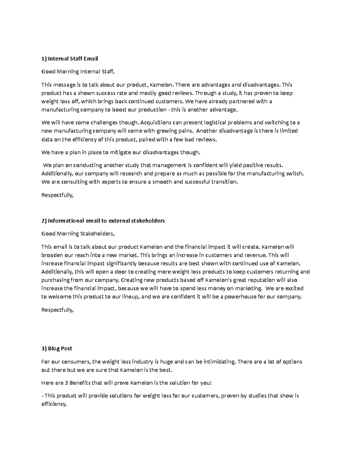 C204 Task 1 - C204 Task1 - Internal Staff Email Good Morning Internal ...