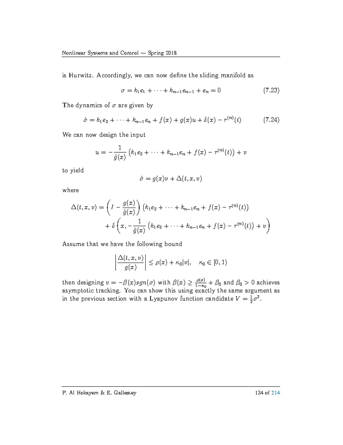 Nonlinear Control Theory 3 - KIIT University - Studocu