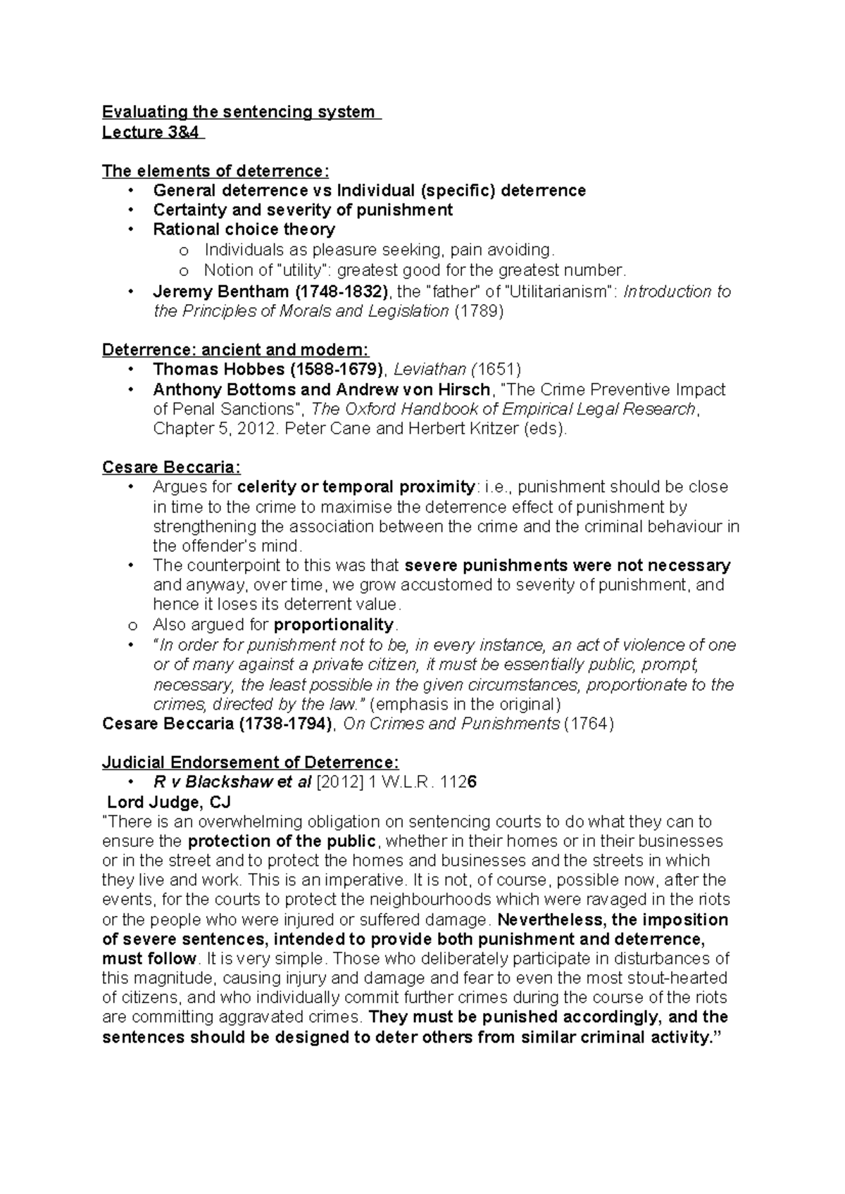 Evaluating the sentencing system lectures 3&4 copy - Evaluating the ...