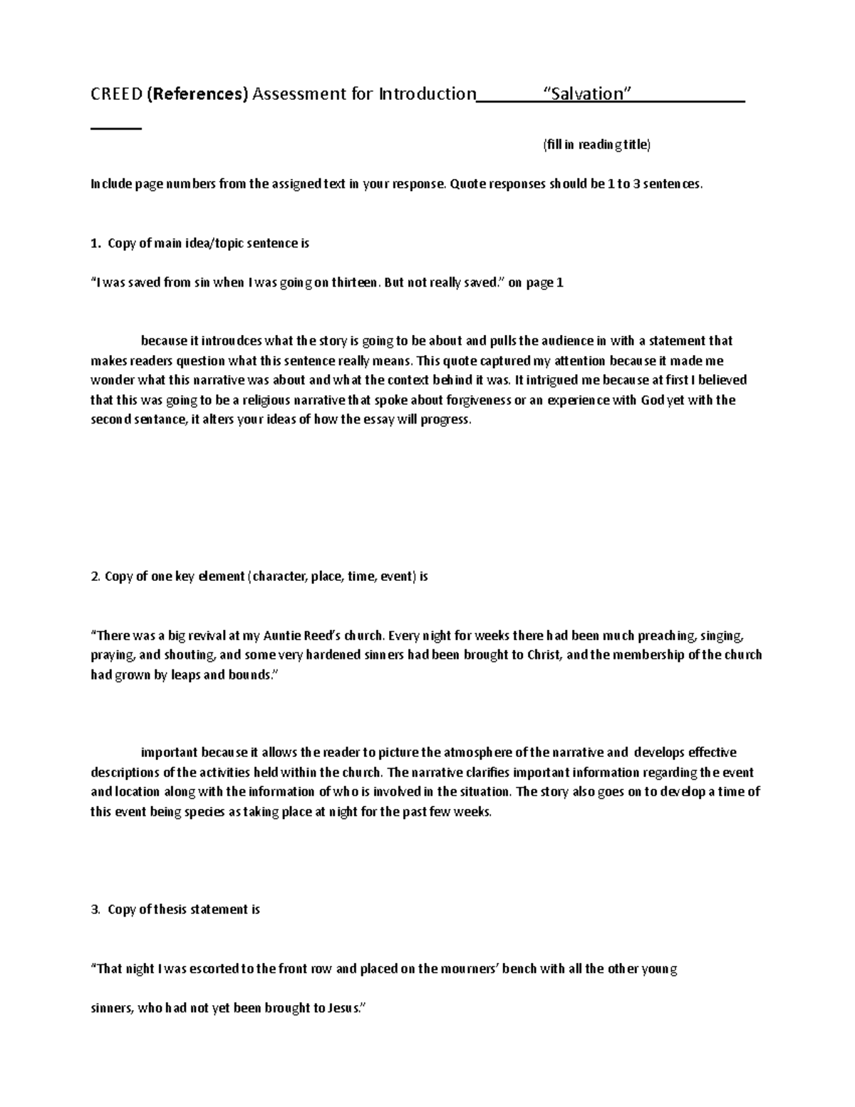 Creed Introduction References Template - CREED (References) Assessment ...