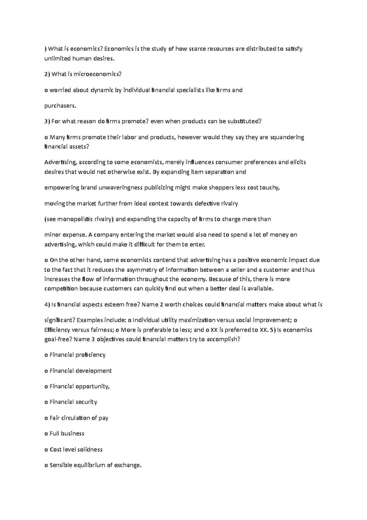 Econ 101, part2 - ans with the case studies - ) What is economics ...