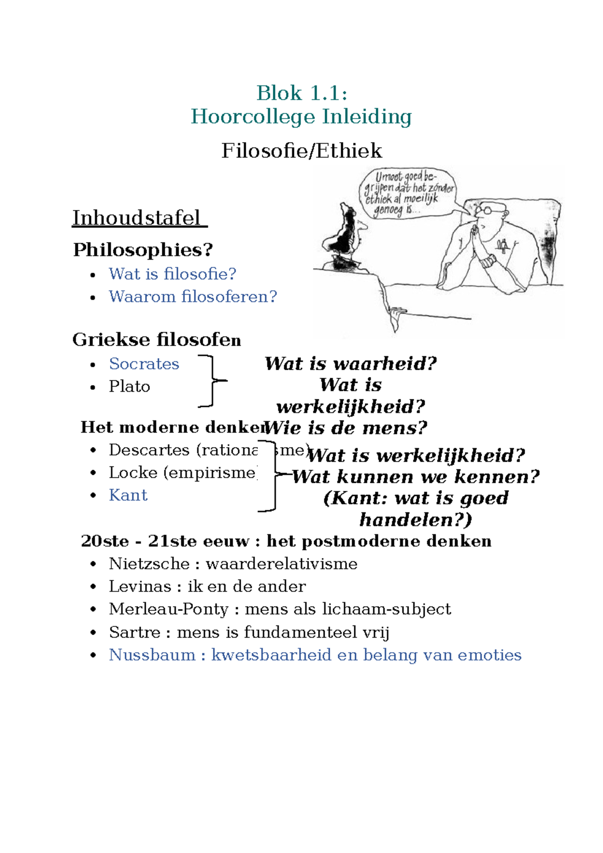 Filosofie Ethiek - Blok 1: Hoorcollege Inleiding Filosofie/Ethiek ...