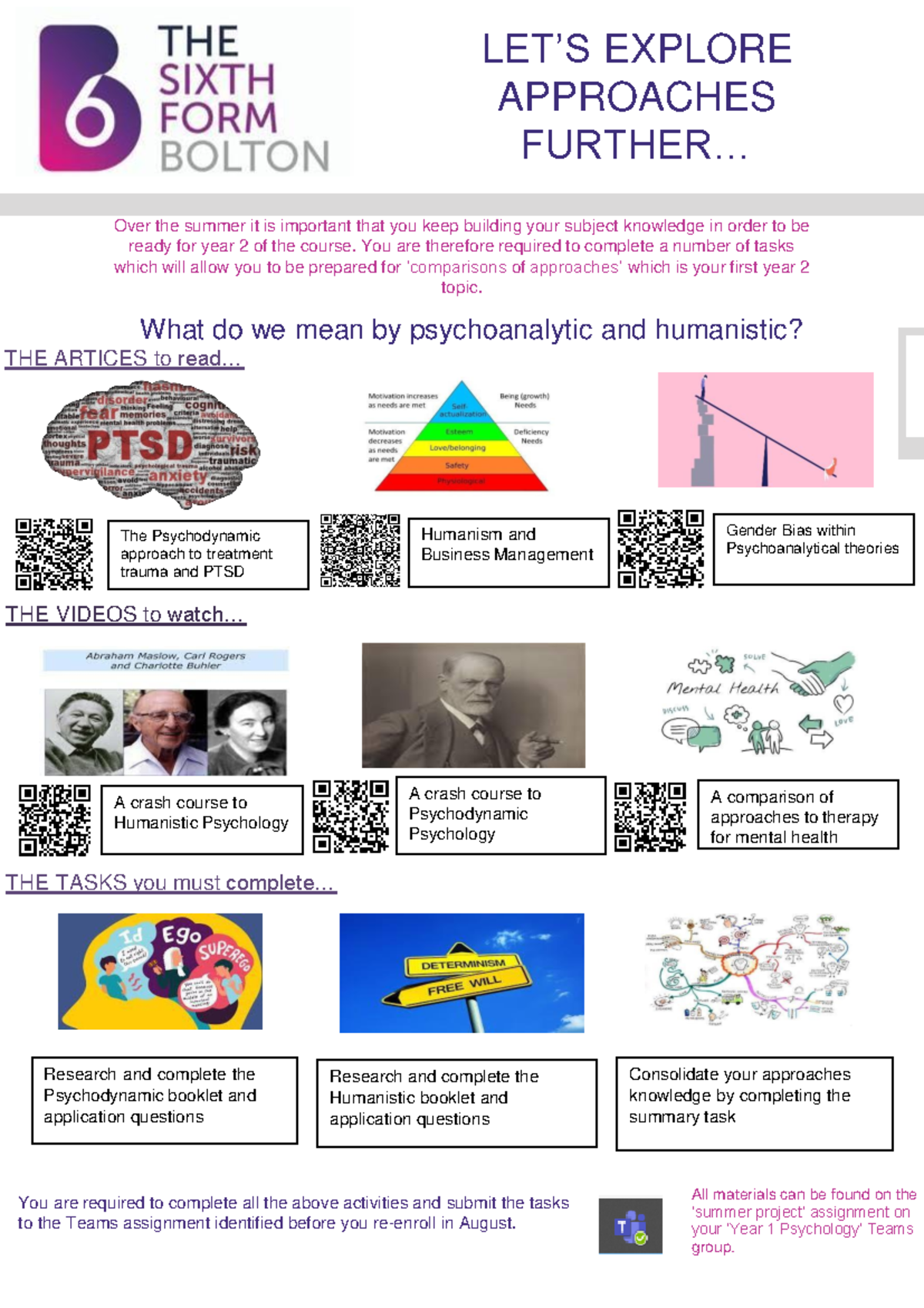 Year 2 Summer Project Psychology Final PDF 2022-2023 - LET9S EXPLORE ...