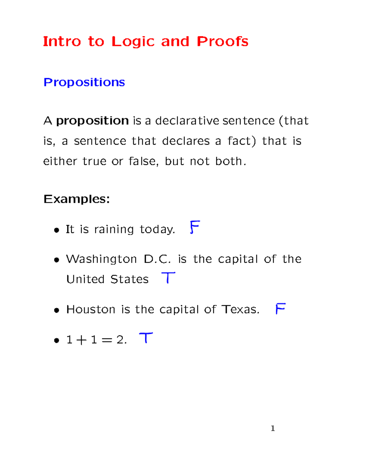 Transition to Advanced Mathematics - Lec 1 Intro - Intro to Logic and ...