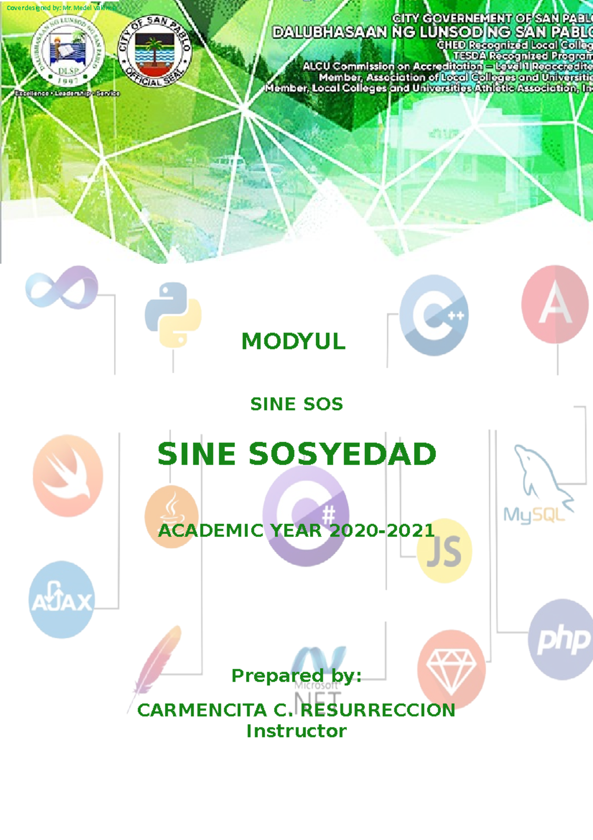 Sine sos modyul Midterm 2021 - Cover designed by: Mr. Medel Valencia ...