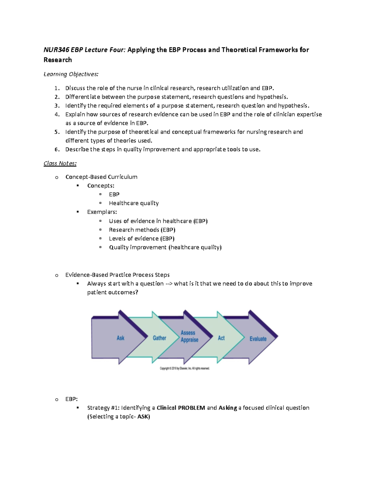 Nur 346 Lecture 4 Applying The Ebp Process And Theoretical Frameworks