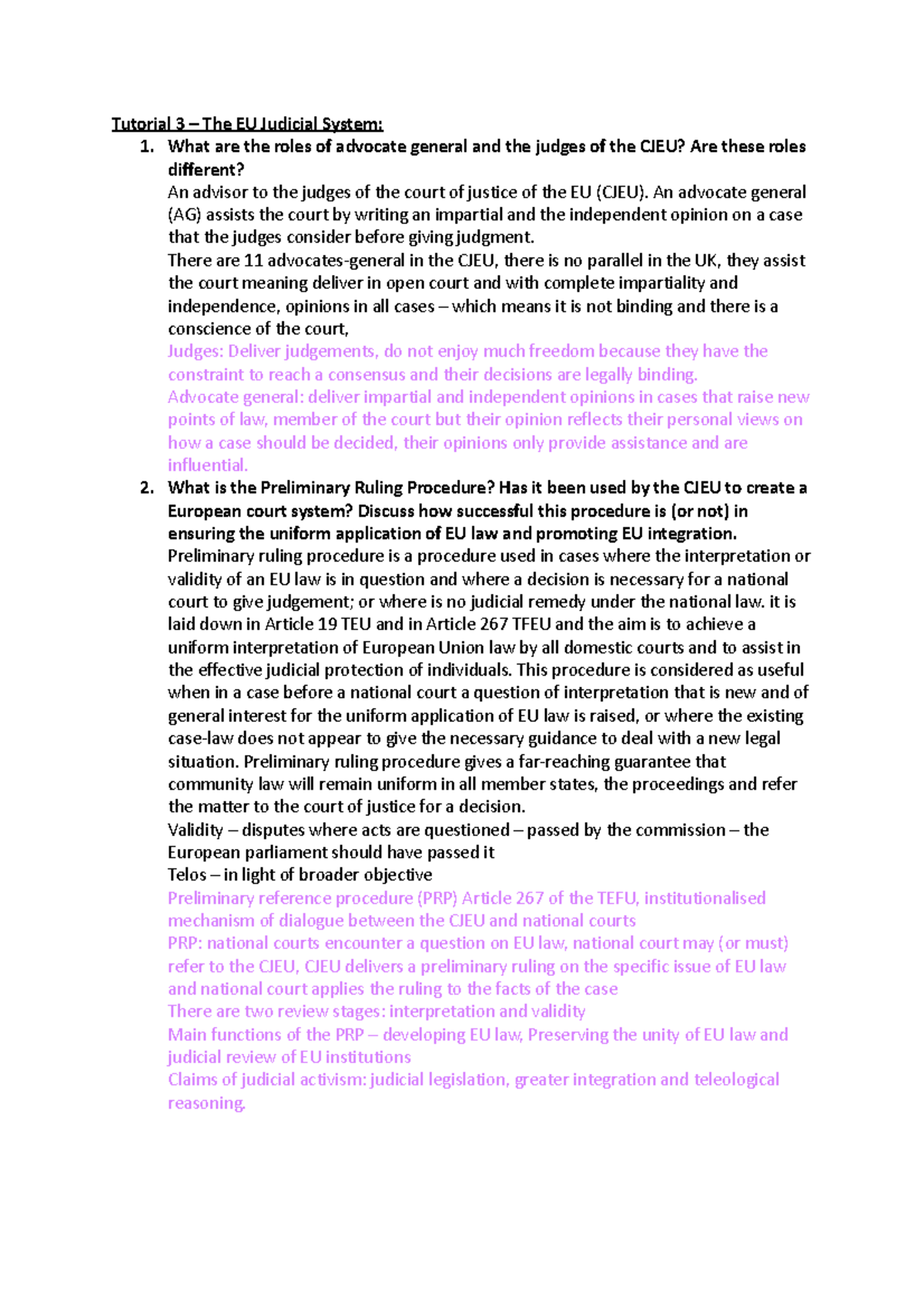 Tutorial 3 - The EU Judicial System - Tutorial 3 – The EU Judicial ...