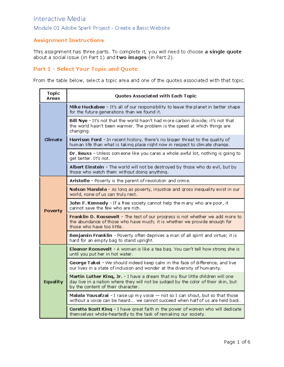 Mod 01-Create a Basic Website Instructions - Module 01 Adobe Spark ...