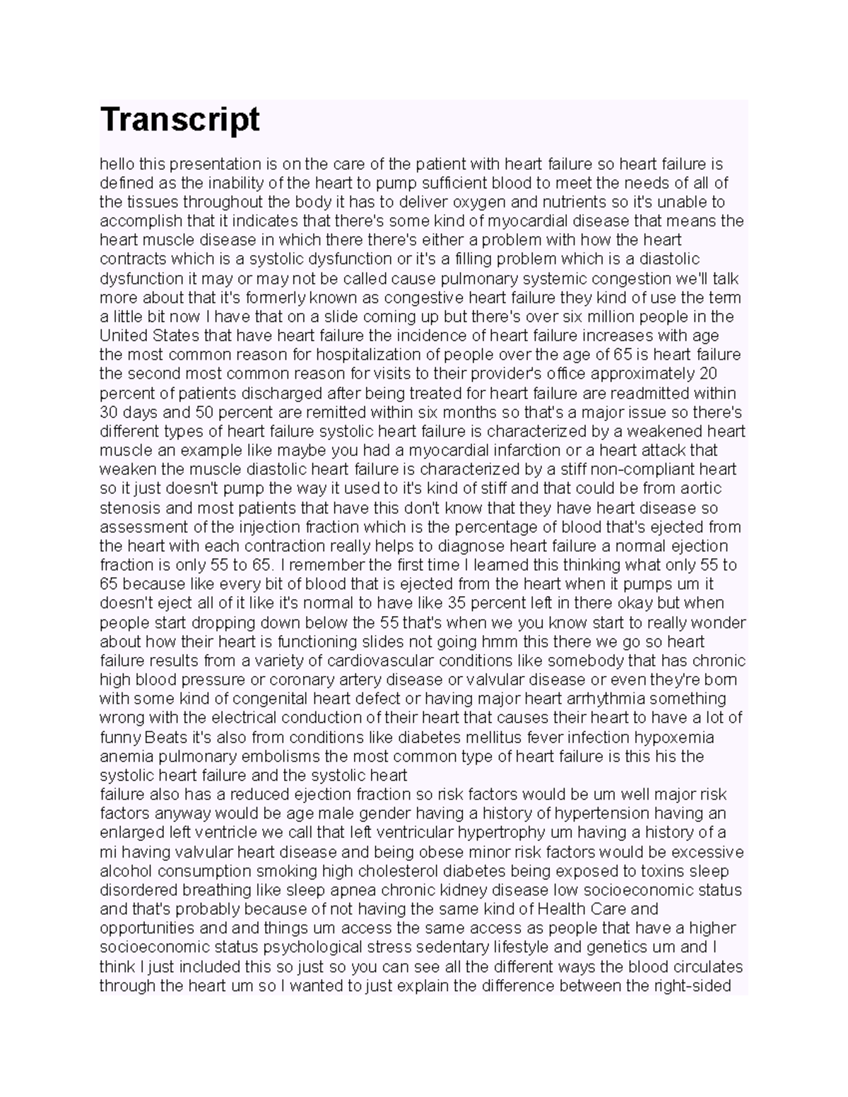 Hf ppt transcripts - ppt transcription on hf - Transcript hello this presentation is on the care ...