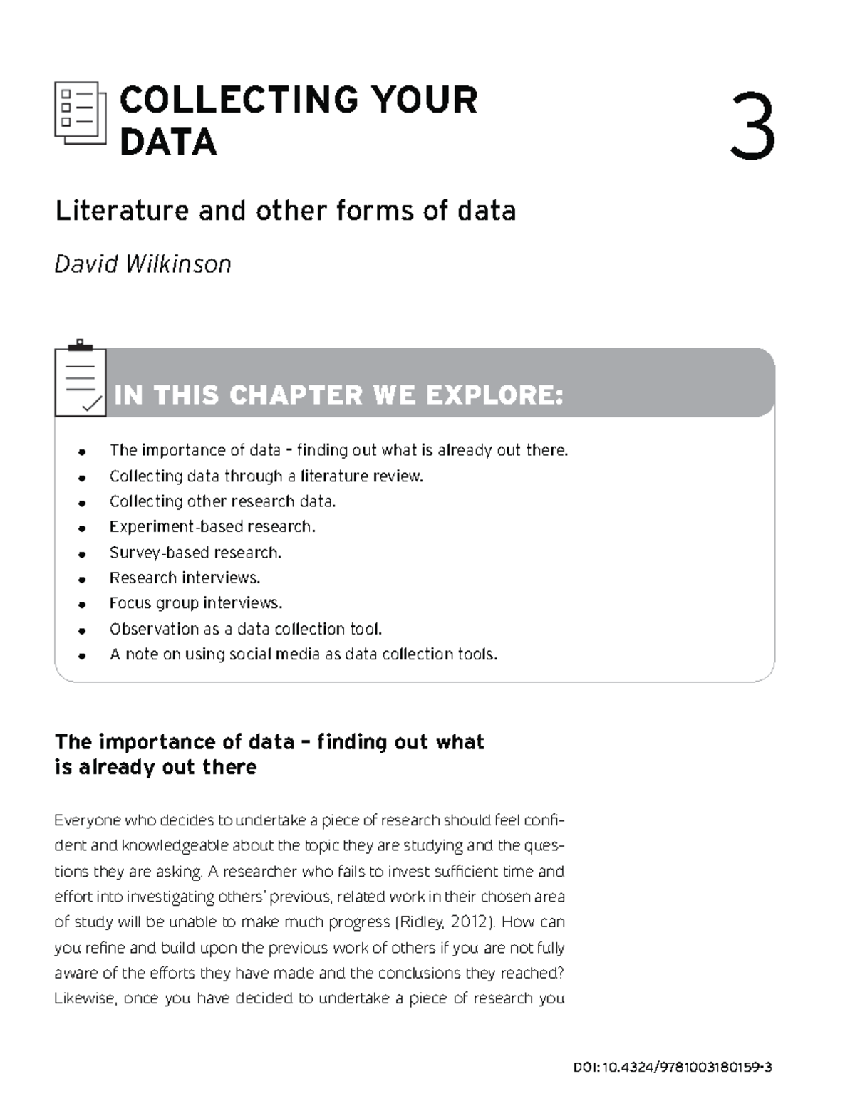 S4. WD chap 3 - DATA ANALYSIS - DOI: 10/9781003180159- COLLECTING YOUR ...