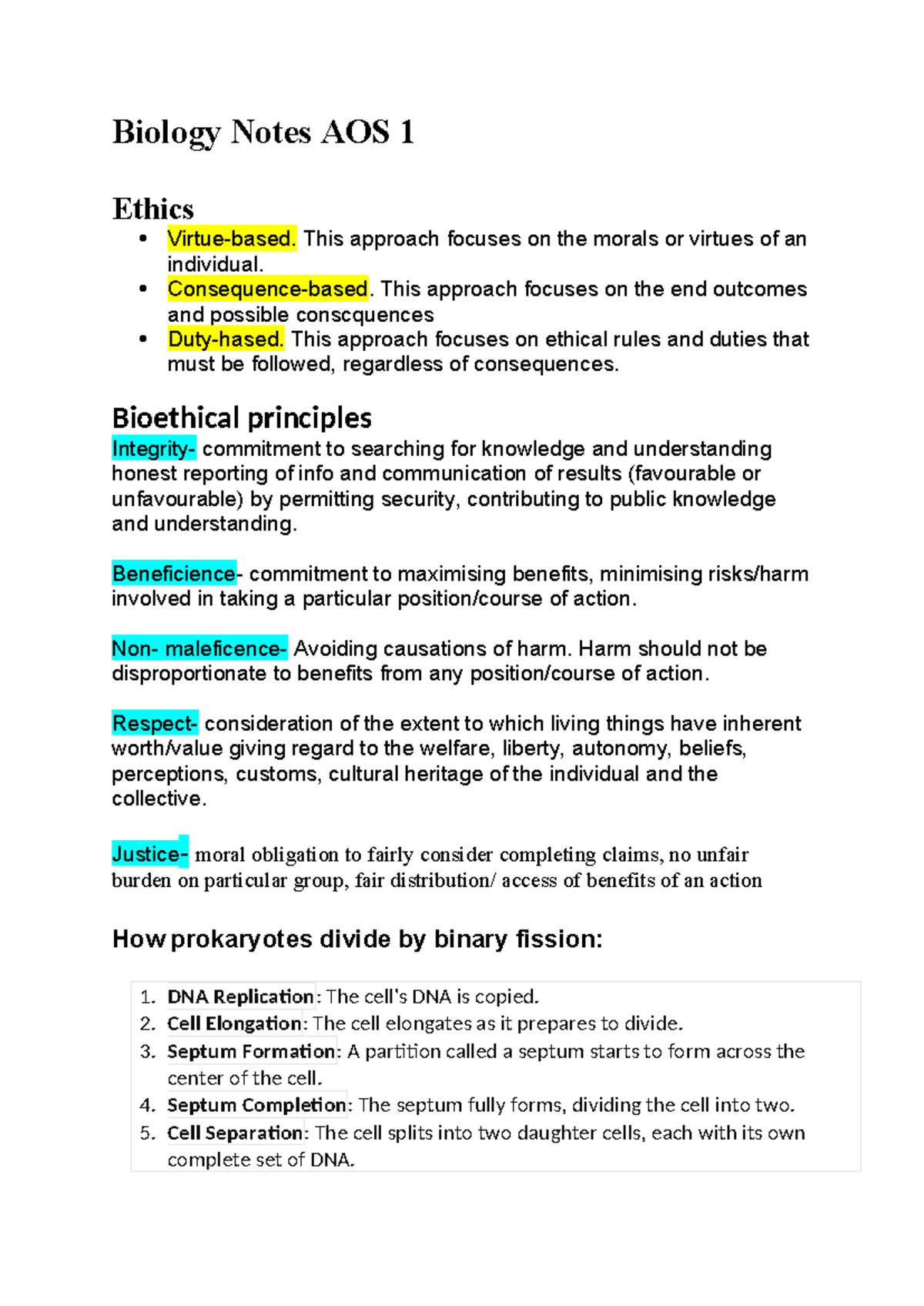 Biology Notes AOS 1 - This approach focuses on the morals or virtues of ...