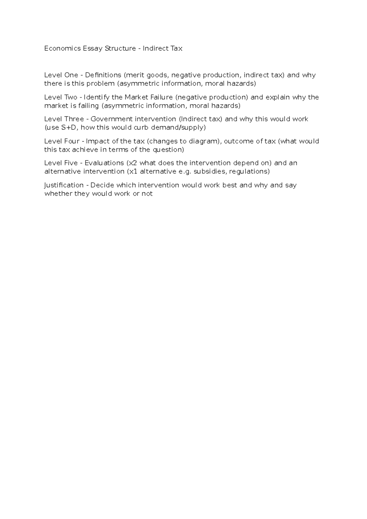 Essay Planning - Microeconomics revision work - Economics Essay ...