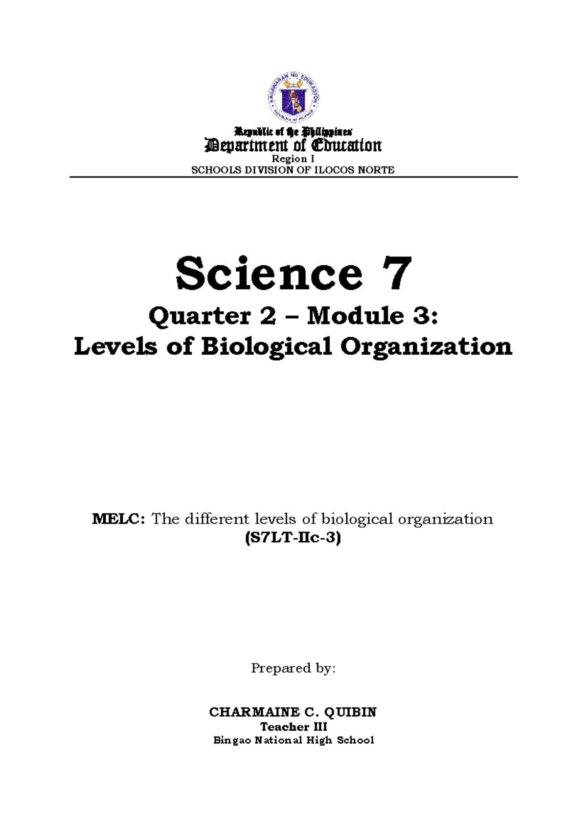 Science G7 Module 3 WEEK3 Q2 - Republic of the Philippines Department ...