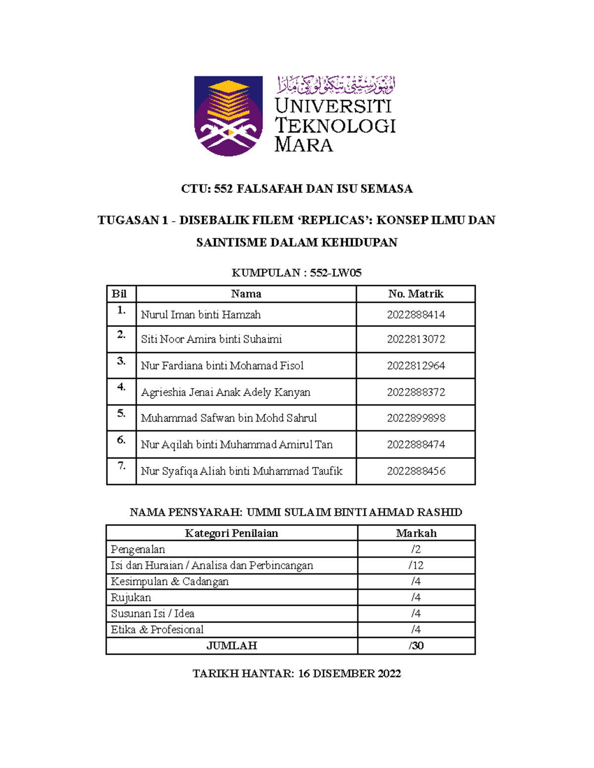 CTU 552 ( Kumpulan 3) - konsep saintisme - CTU: 552 FALSAFAH DAN ISU SEMASA TUGASAN 1 ...