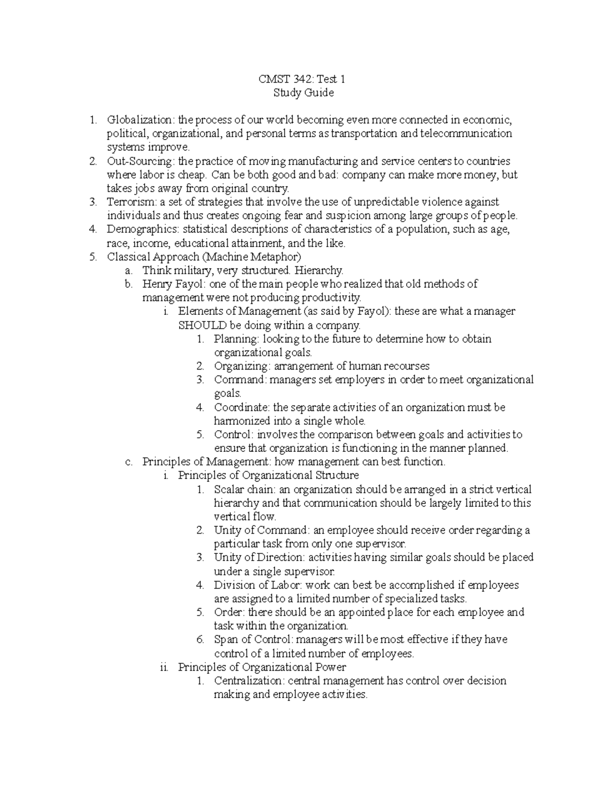CMST 342-Test 1-Study Guide - CMST 342: Test 1 Study Guide 1 ...