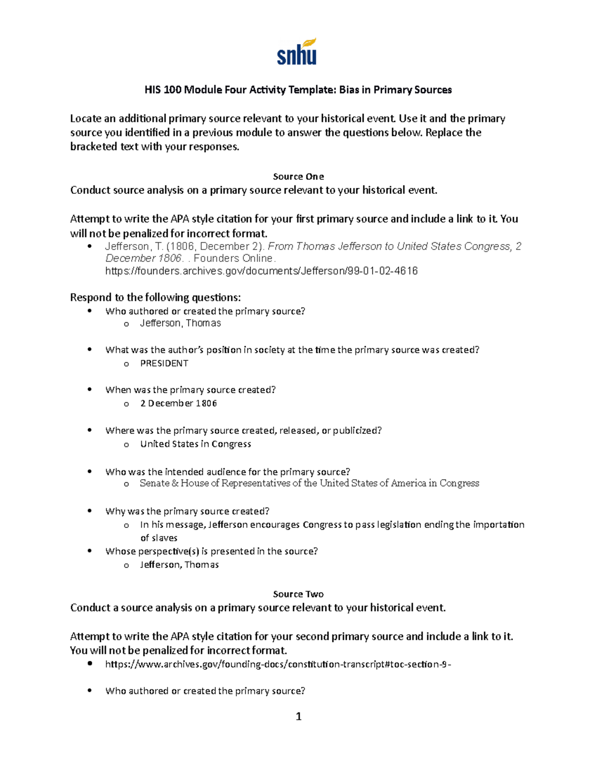 HIS 100 Module Four Activity Bias WK4 - HIS 100 Module Four Activity ...