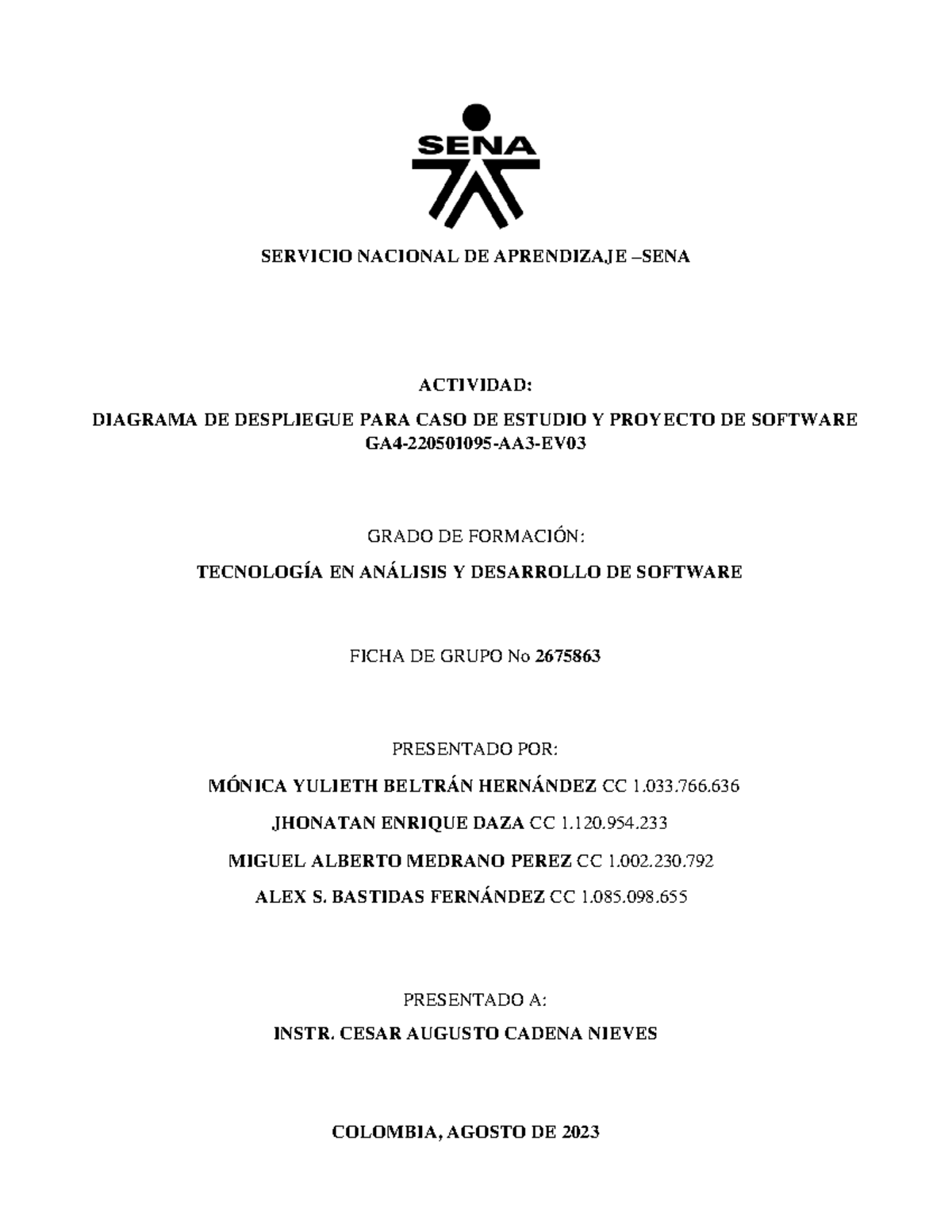 Diagrama DE Despliegue PARA CASO DE Estudio Y Proyecto DE Software GA4-220501095-AA3-EV03 ...