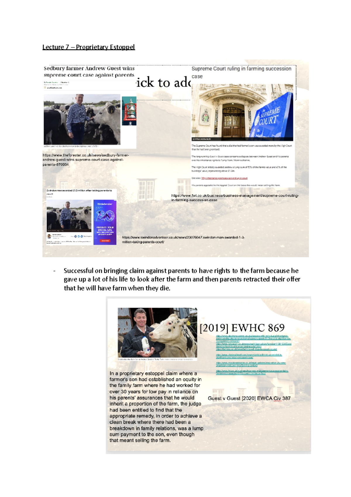 Lecture 7- Prorietary Estoppel - Lecture 7 – Proprietary Estoppel ...