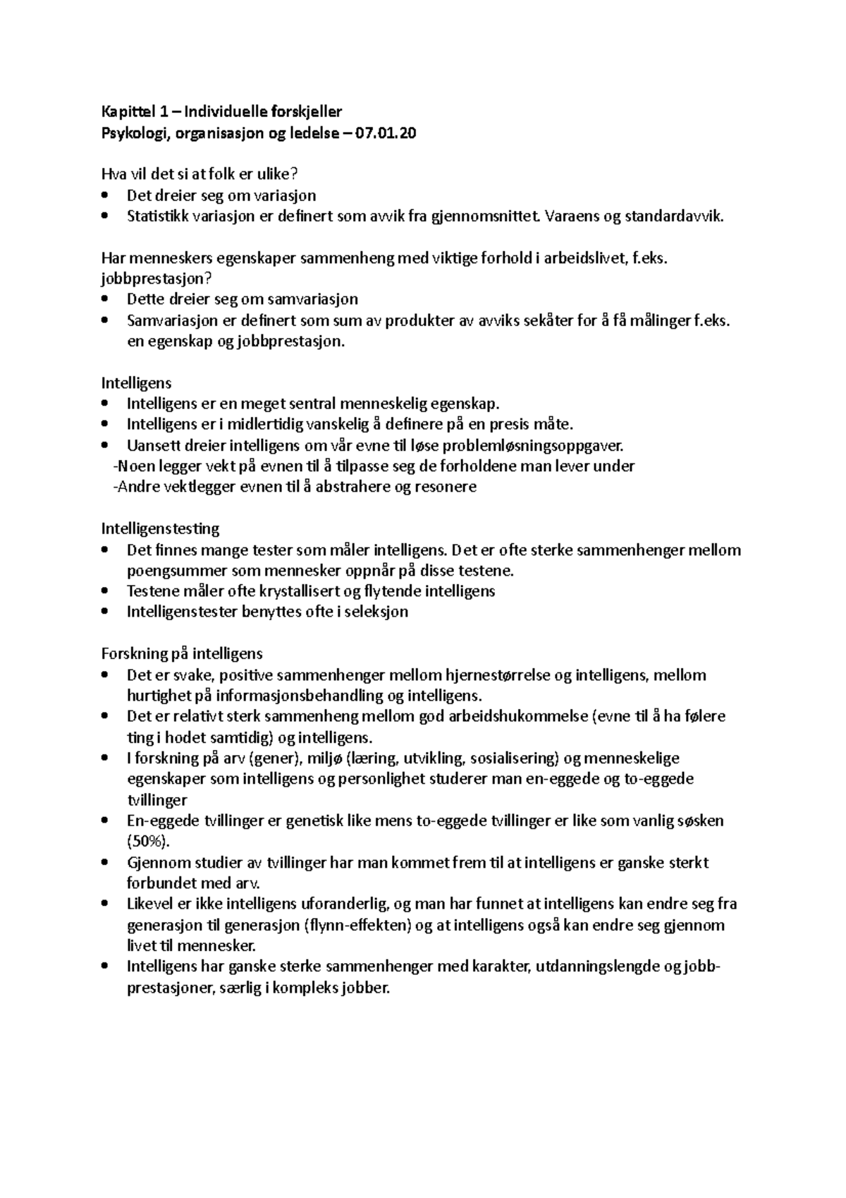 Kapittel 1 – Individuelle forskjeller fra forelesning - Kapittel 1 – Individuelle forskjeller ...