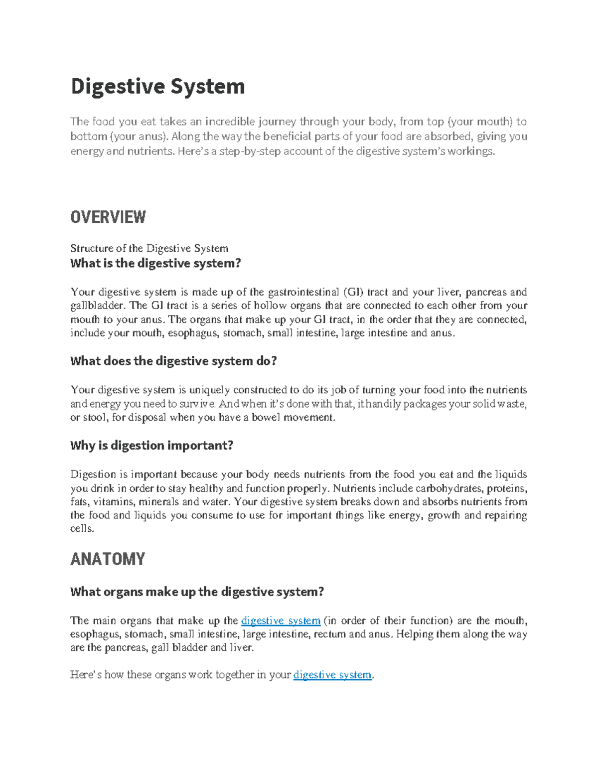 Digestive System - Digestive System The food you eat takes an ...