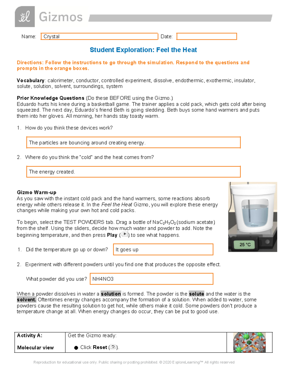 Crystal Atkins - Copy of Feelthe Heat SE - Name: Crystal Date: Student ...