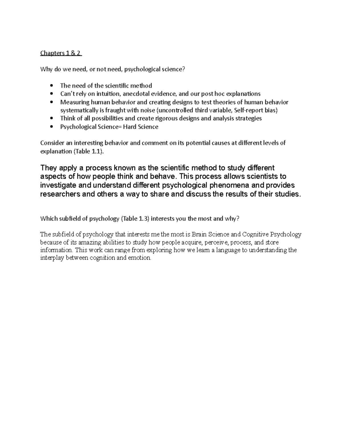 Reflection chapter 1 - Chapters 1 & 2 Why do we need, or not need ...