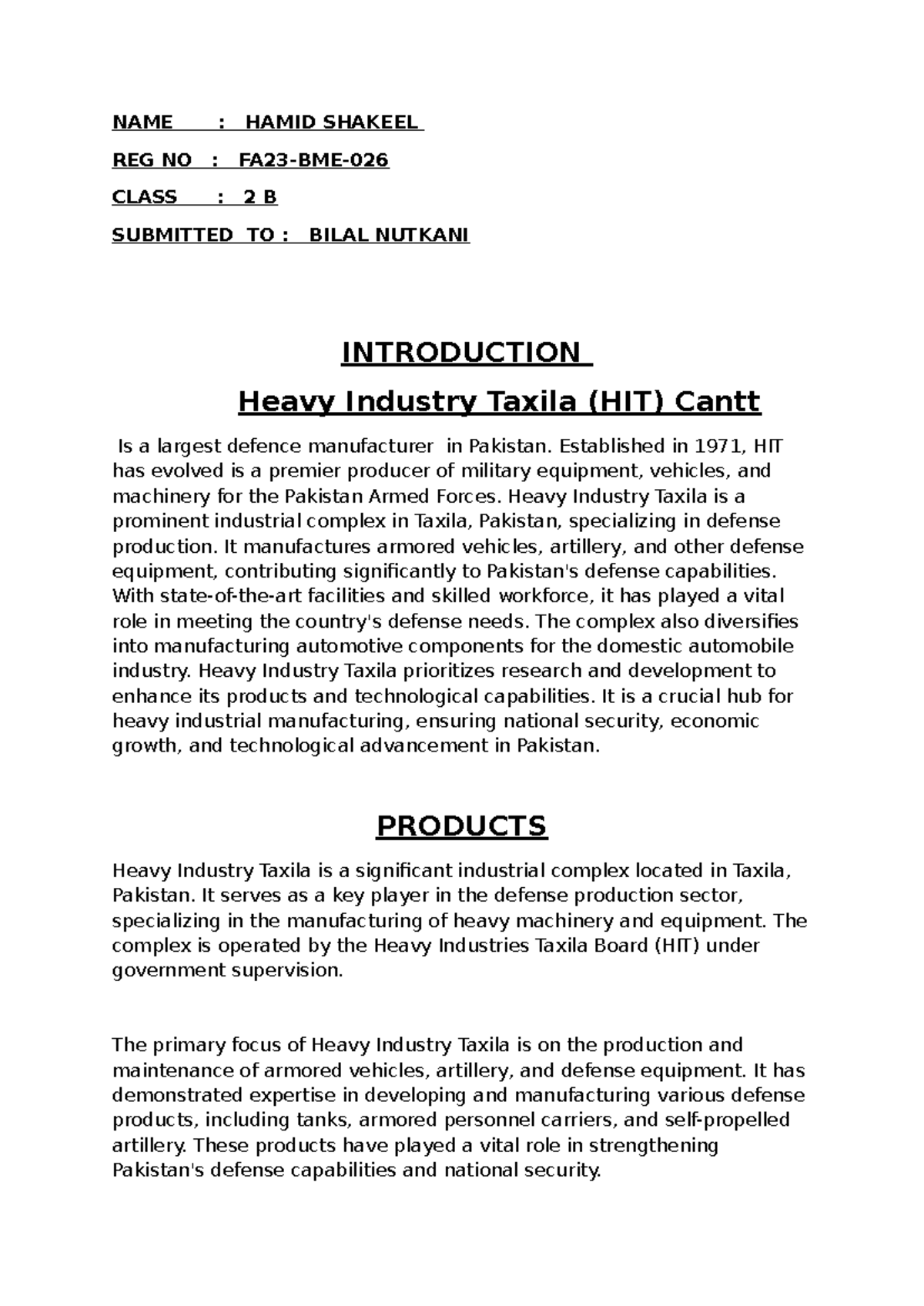 FA23-BME-026 - dfhdfdhd - NAME : HAMID SHAKEEL REG NO : FA23-BME- CLASS ...