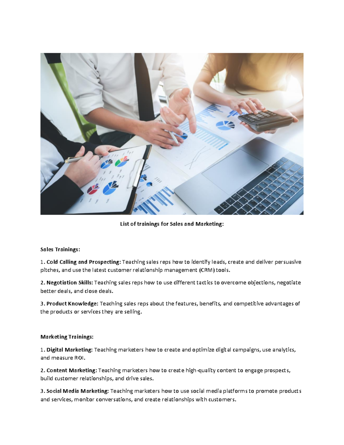 Sales and Marketing - Training - List of trainings for Sales and ...