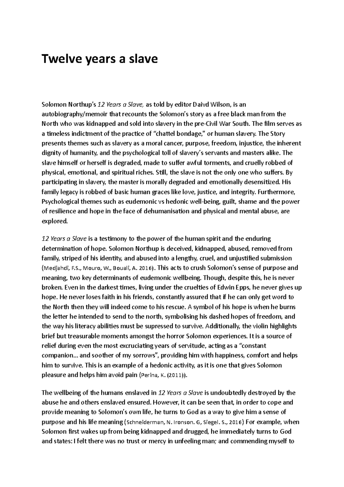 Twelve years a slave - Film Analysis - Twelve years a slave Solomon 12 ...