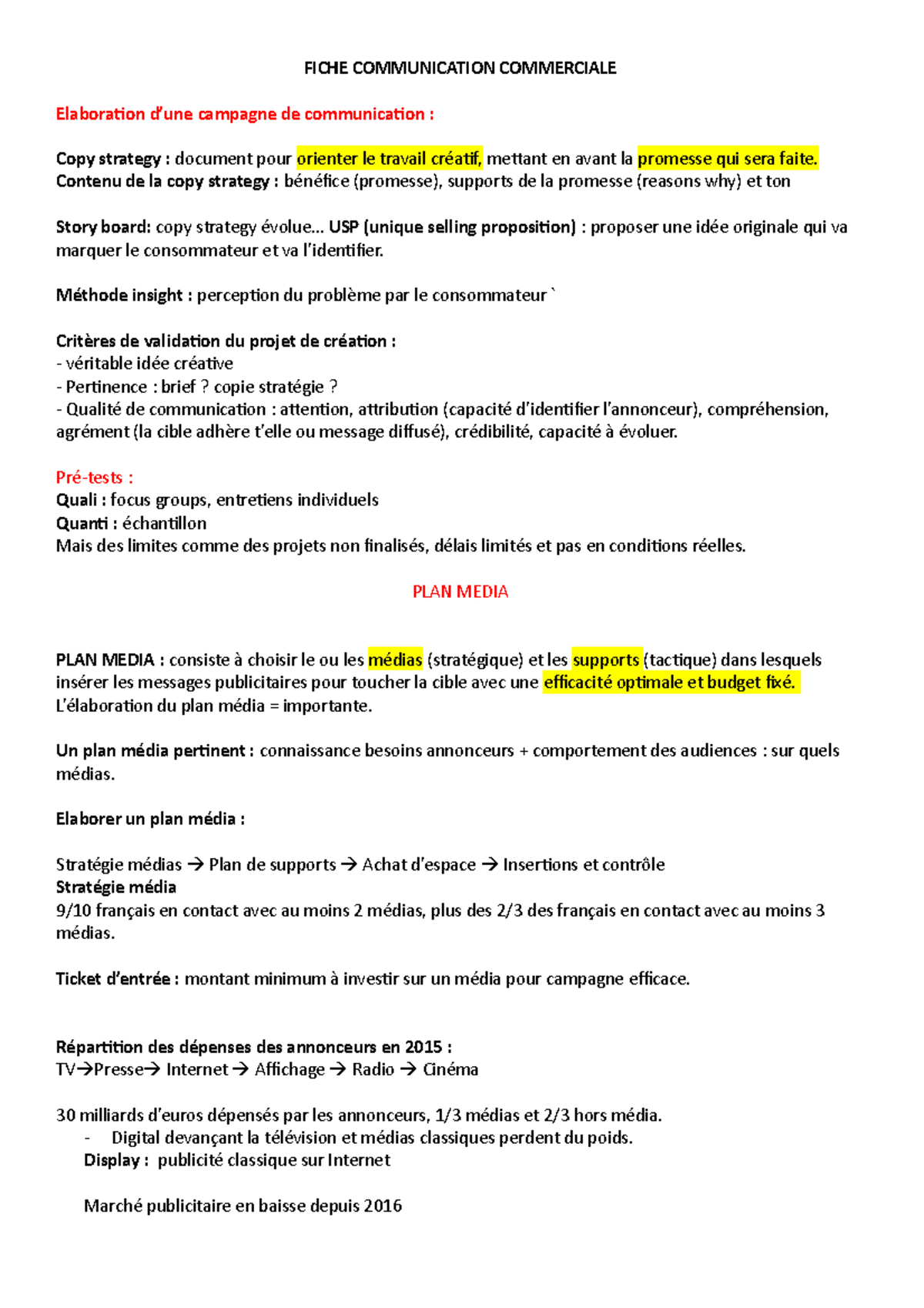 Fiche Communication Commerciale - FICHE COMMUNICATION COMMERCIALE ...