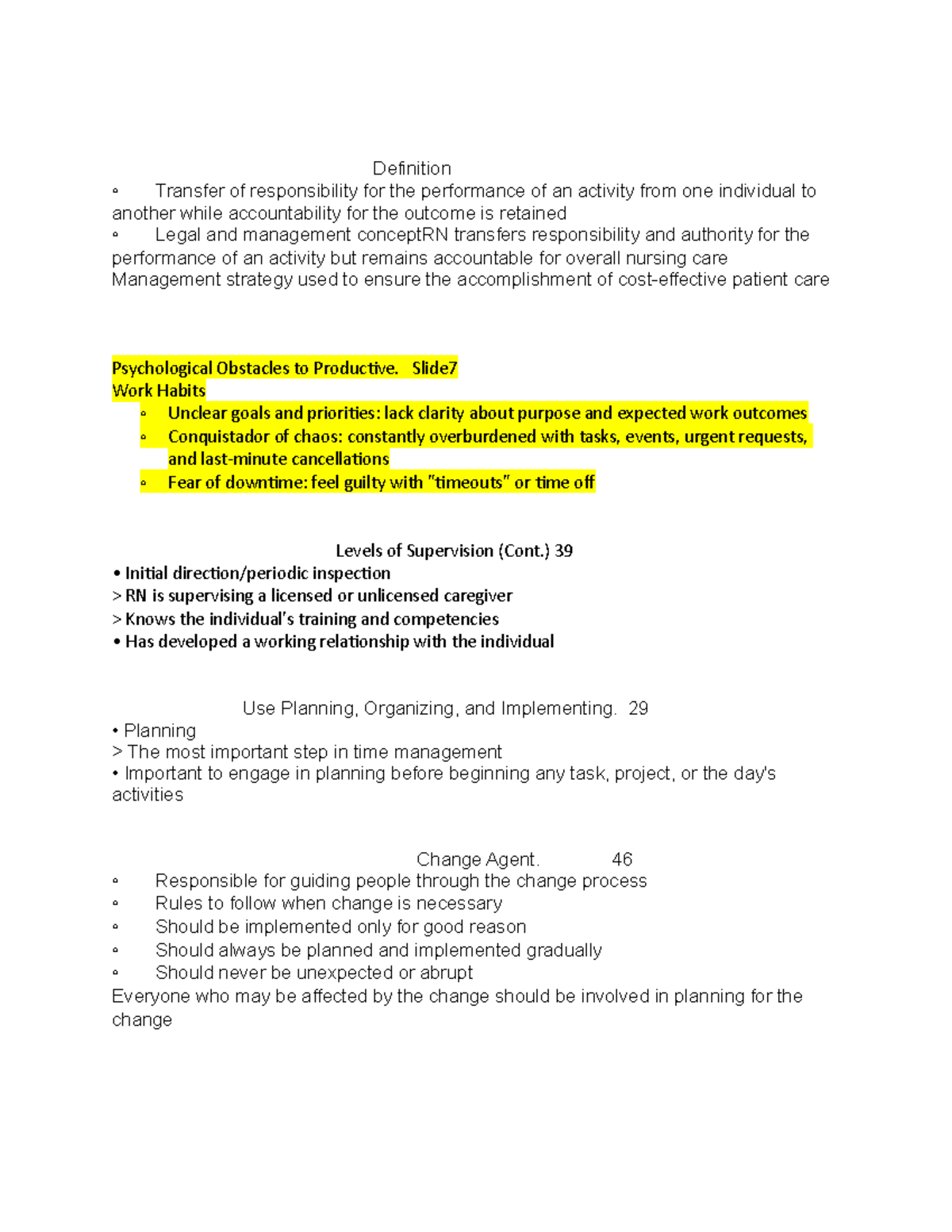 EX1 Review - Key points to know - Definition Transfer of responsibility ...