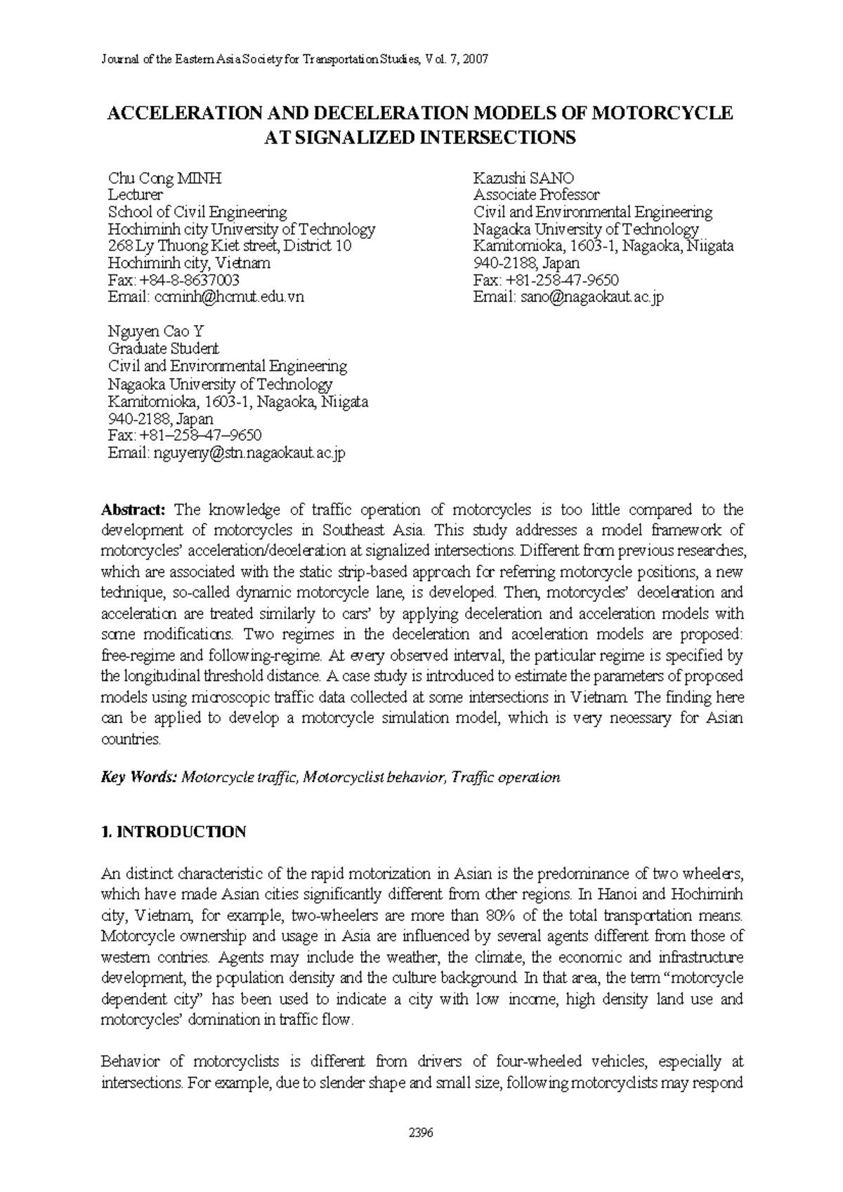 Acc and dcc - ACCELERATION AND DECELERATION MODELS OF MOTORCYCLE AT ...