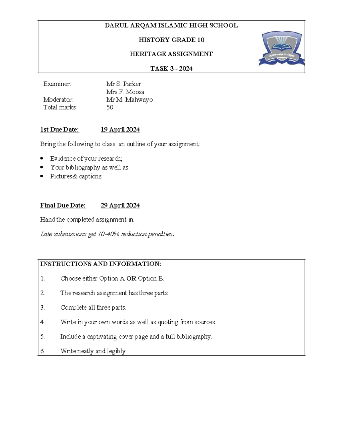 Task 3 Heritage assignment 2024 - DARUL ARQAM ISLAMIC HIGH SCHOOL ...