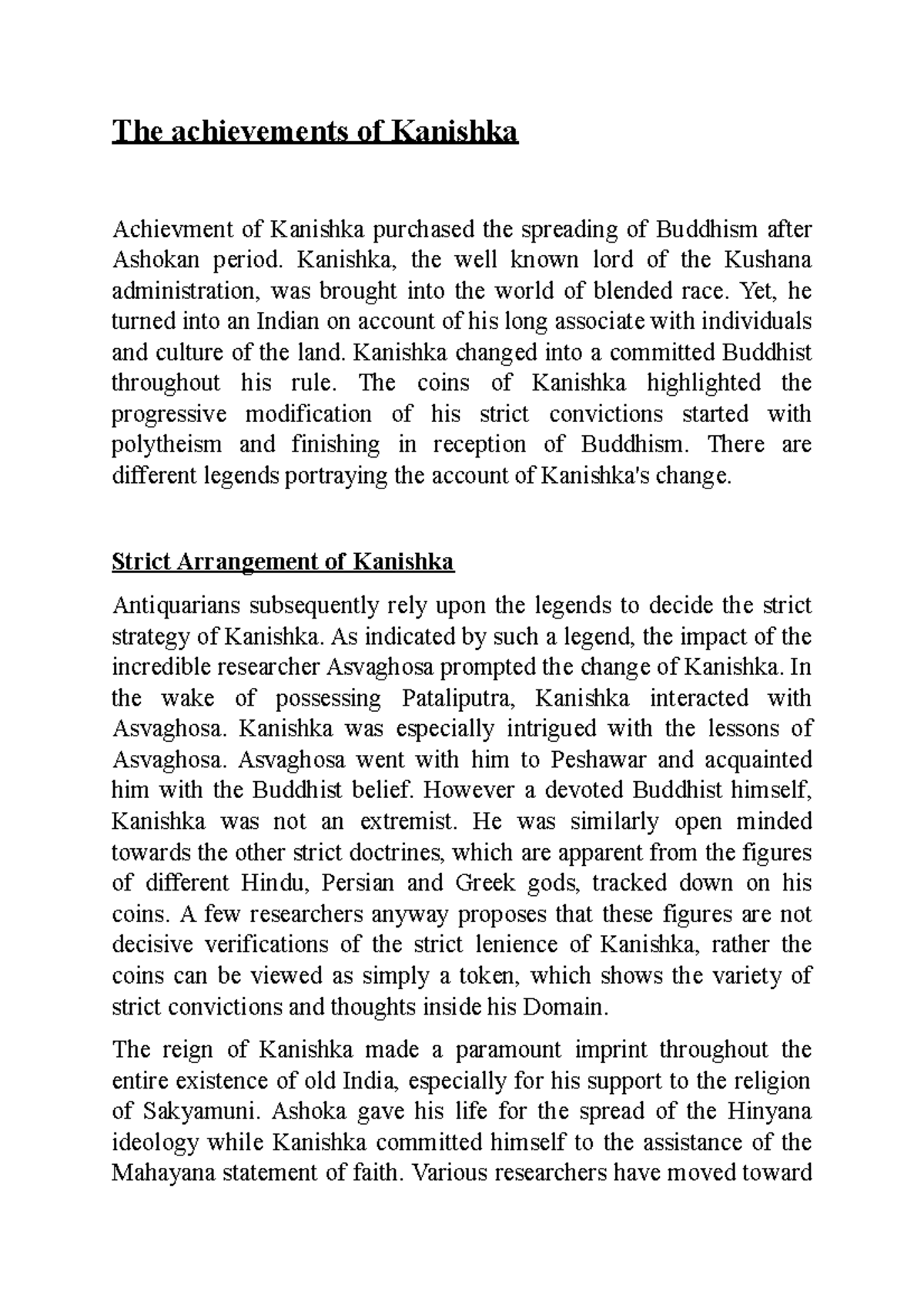 The achievements of Kanishka - The achievements of Kanishka Achievment ...