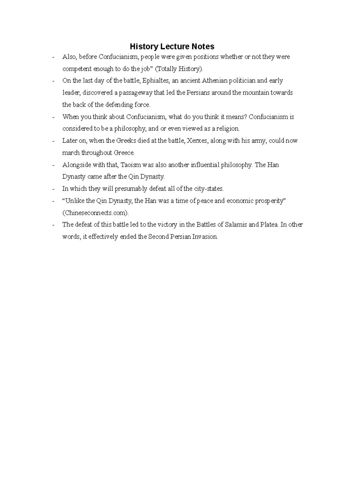 History Lecture Notes 4 - History Lecture Notes Also, before ...