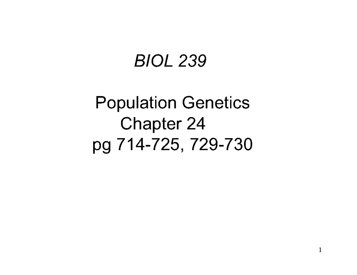 Set17 populations - sdfghk - BIOL 239 Population Genetics Chapter 24 pg ...