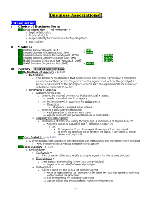 BA Outline - Main types of BA: 1. Sole Proprietorship 2. Partnership 3 ...