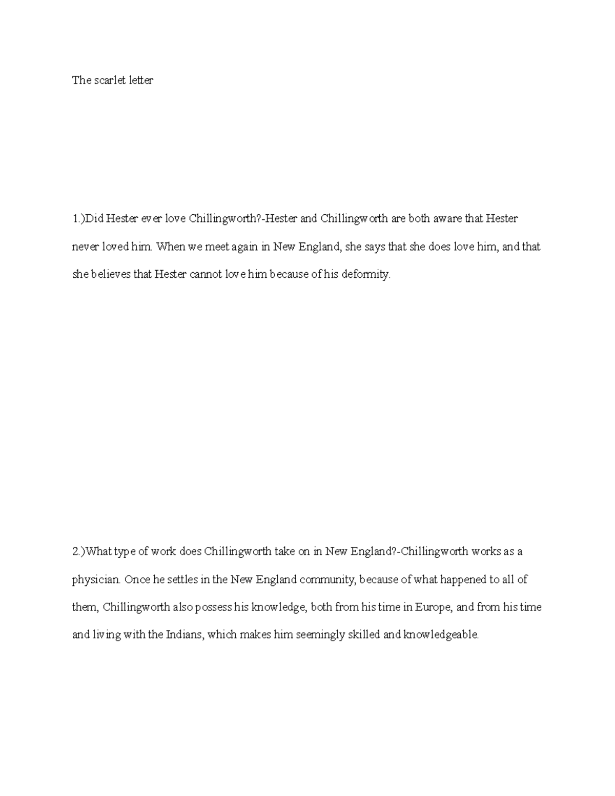 Cvs3 - worksheet - The scarlet letter 1.)Did Hester ever love ...