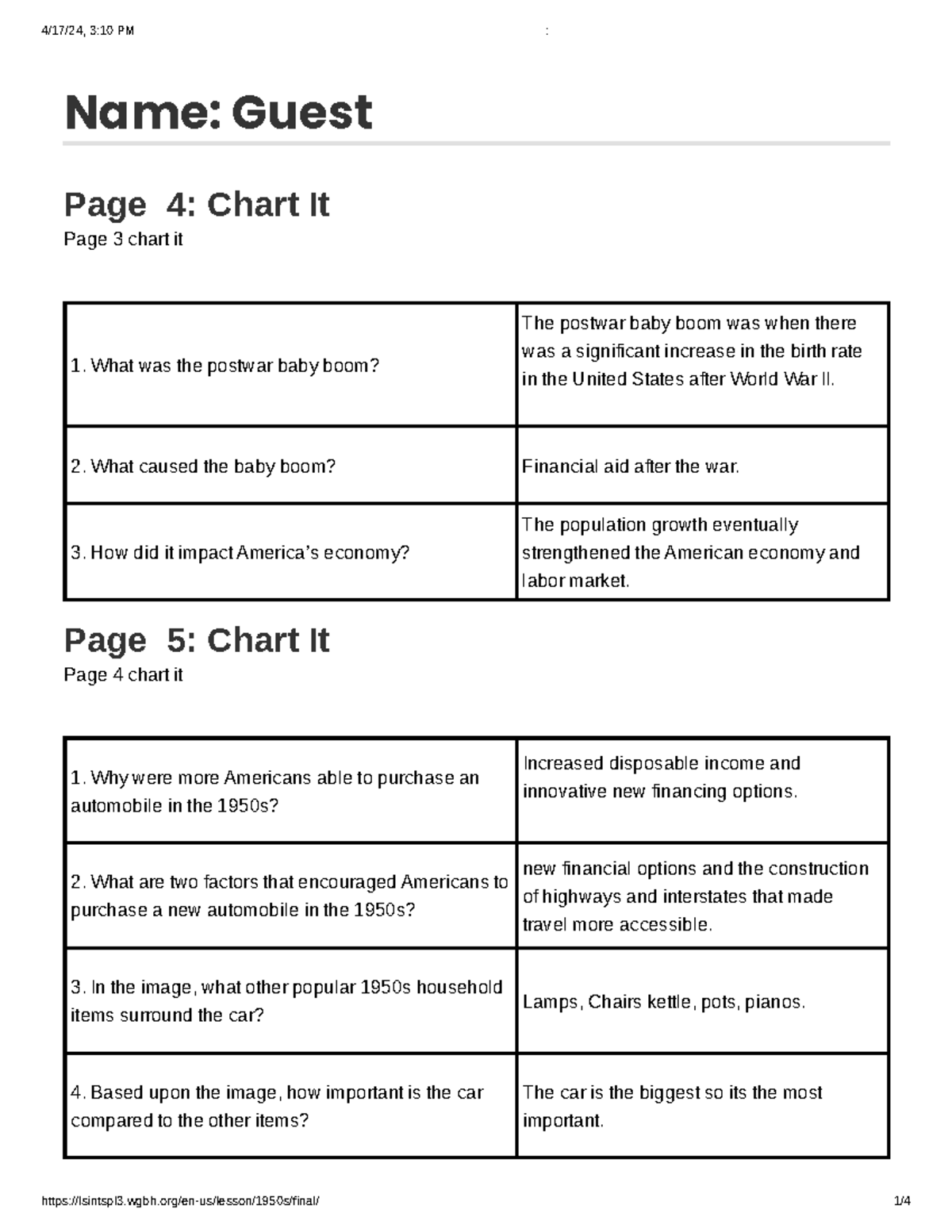 Consumerism in the 1950s - Name: Guest Page 4: Chart It Page 3 chart it ...